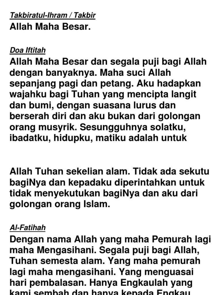 Makna Bacaan Dalam Solat | PDF