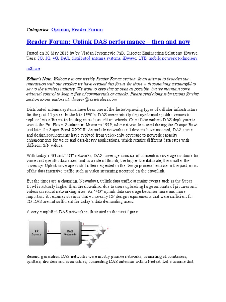 Active DAS Vs Passive DAS (For LTE - To Increase Uplink) | PDF | Signal ...