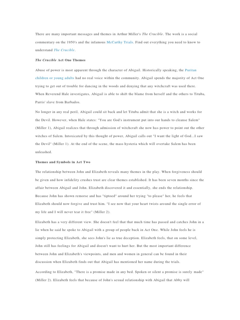 The Crucible: Themes & Analysis | PDF | Religion And Belief | Science