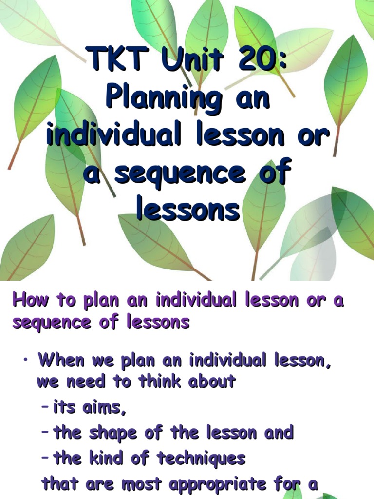 TKT Unit 20 | PDF | Lesson Plan | Learning