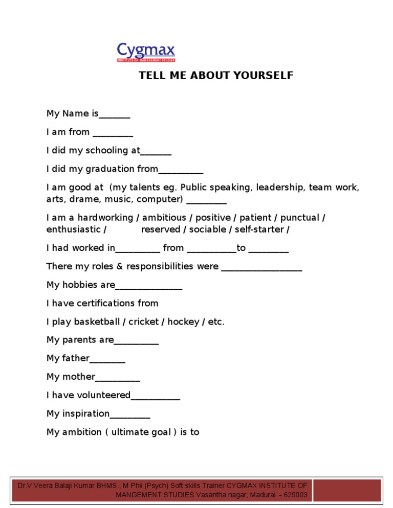 Tell Me About Yourself | PDF