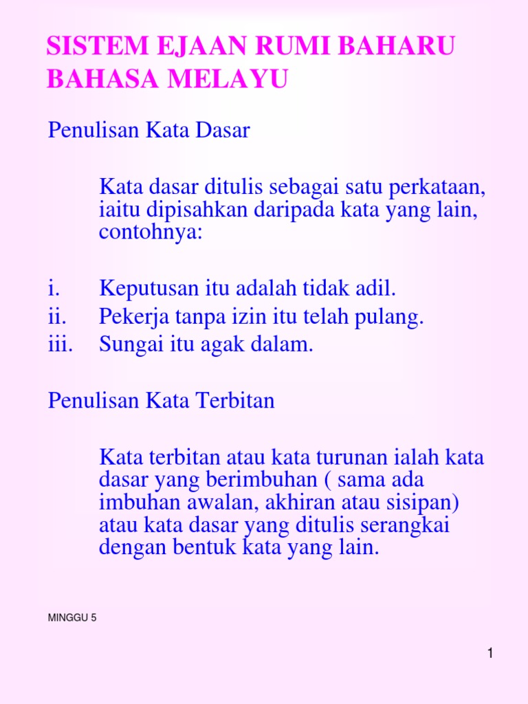 Sistem Ejaan Rumi Baru Bahasa Melayu | PDF