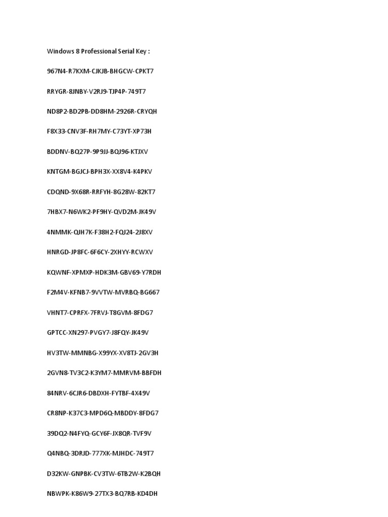 Windows 8 Pro Keys | PDF
