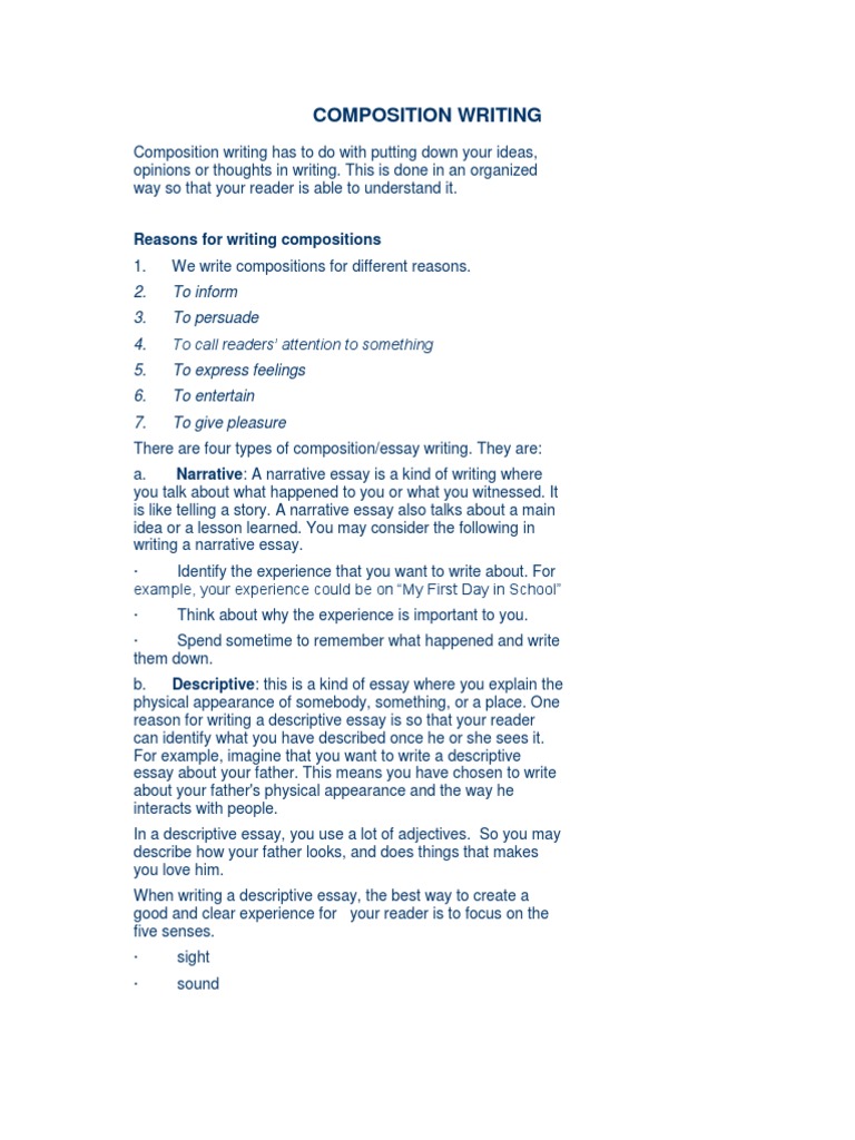 Composition Writing | PDF | Essays | Narrative