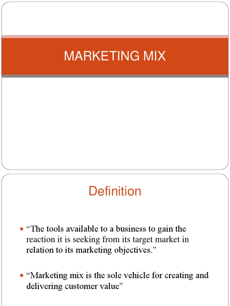 Marketing Mix | PDF | Promotion (Marketing) | Economic Institutions