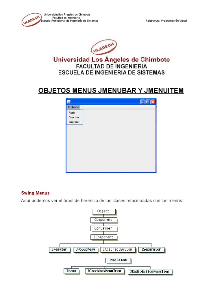 Tema 10 Objetos JMenuBar JMenuItem | Descargar gratis PDF | Menú ...