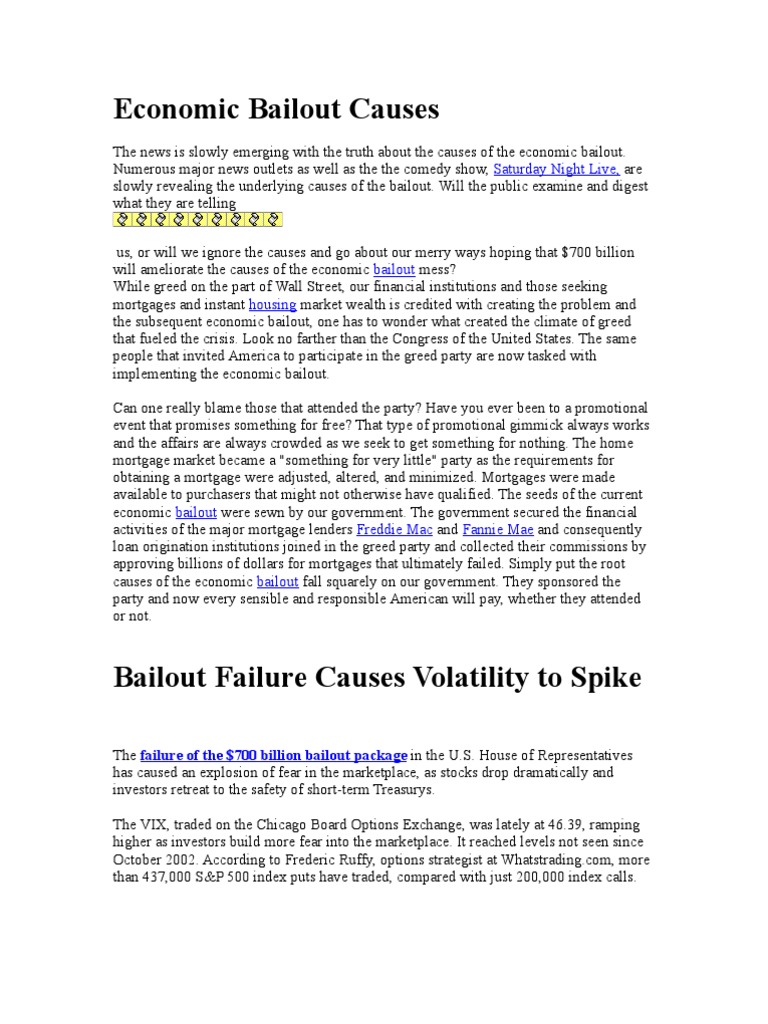 Economic Bailout Causes | PDF | Troubled Asset Relief Program ...