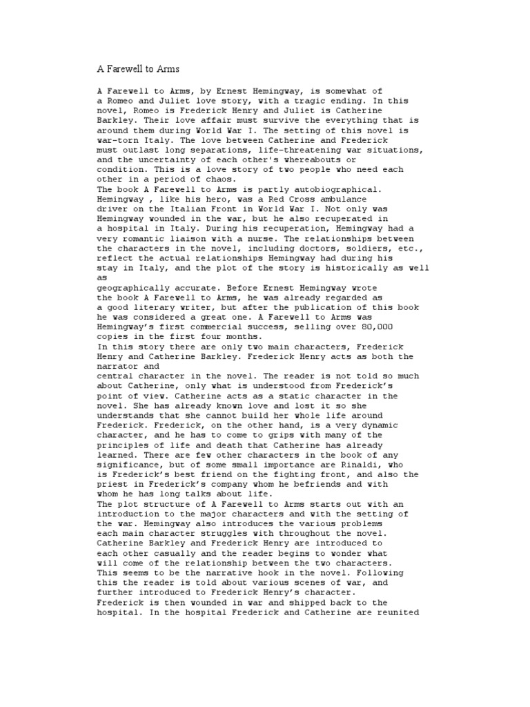 A Farewell To Arms | PDF