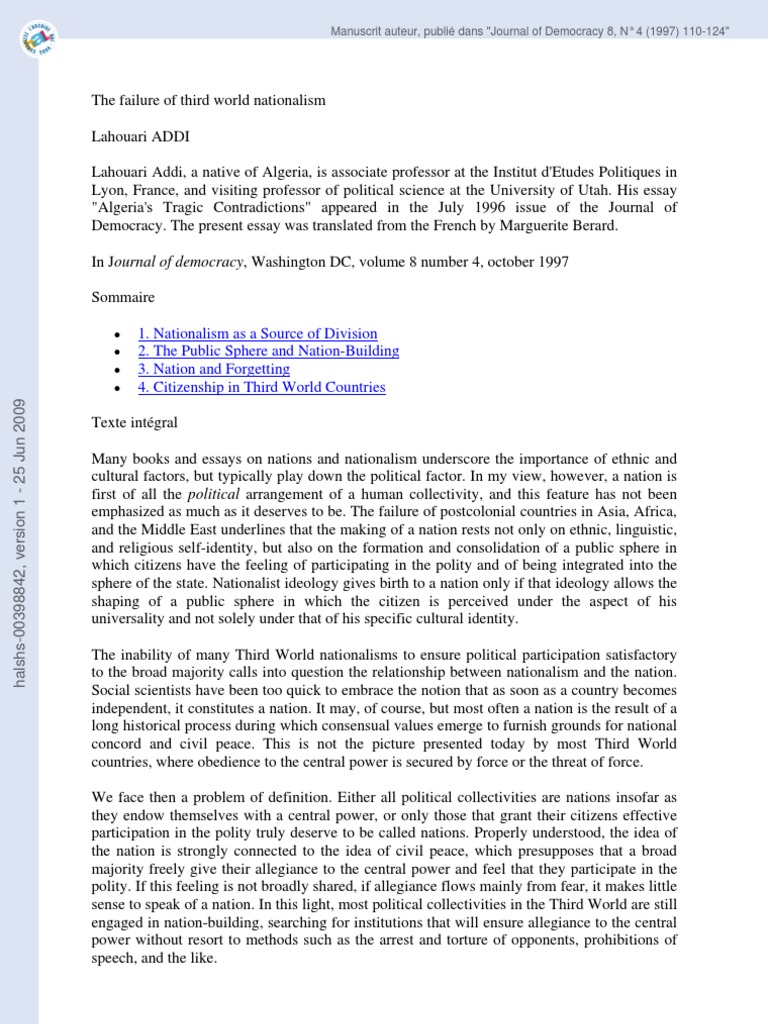 Third World Nationalism | PDF | Nationalism | Ethnic Groups