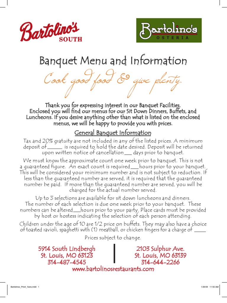 Cook Good Food & Give Plenty.: Banquet Menu and Information | Download ...