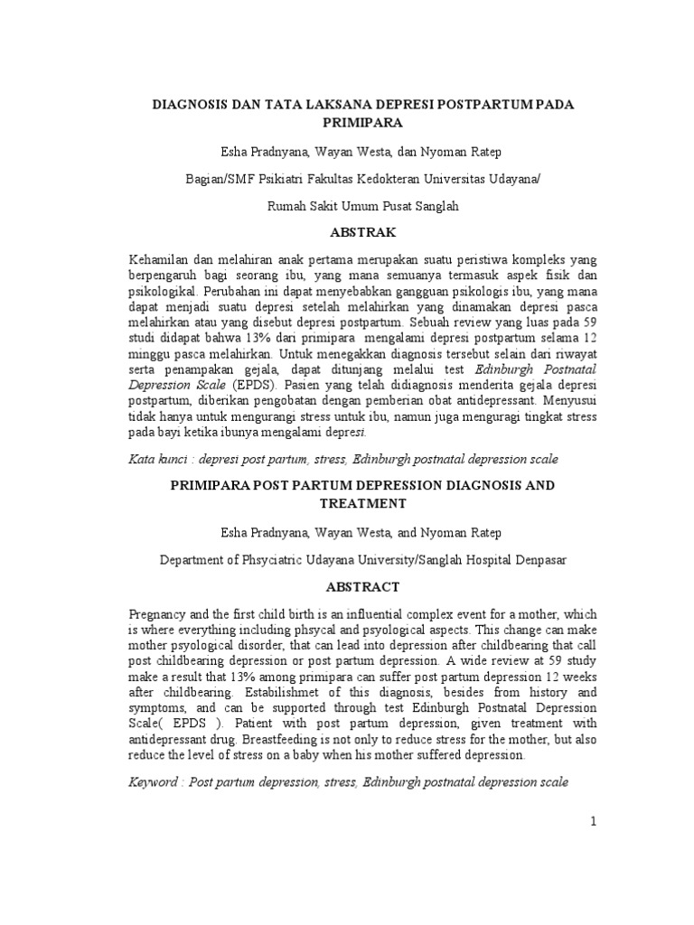 Jurnal Review Depresi Post Partum | PDF