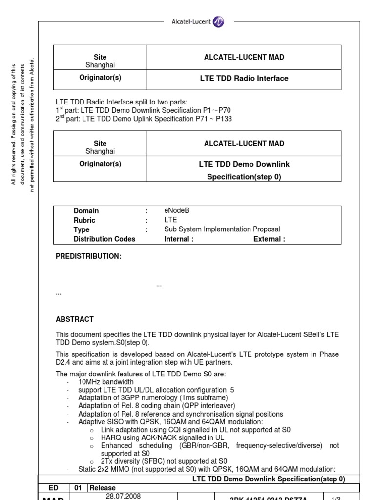 LTE TDD Radio Interface | Download Free PDF | Duplex ...