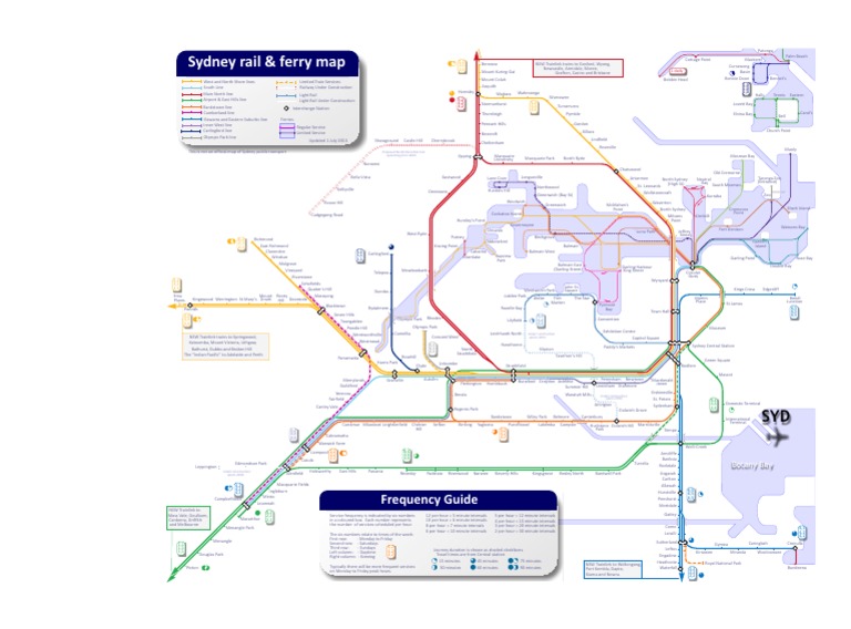 Sydney Rail & Ferry Map: Frequency Guide | PDF