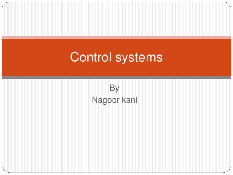 Control Systems: by Nagoor Kani | PDF
