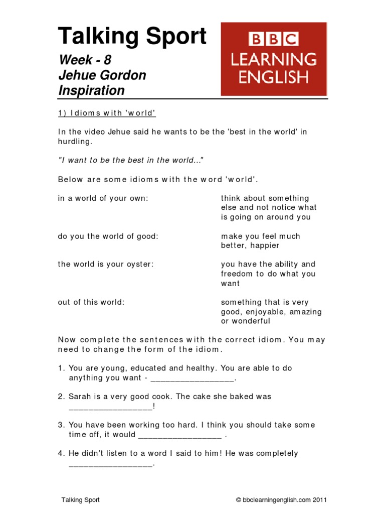 BBC Ts WK Jehue Gordon Worksheet | PDF | Adjective | Noun