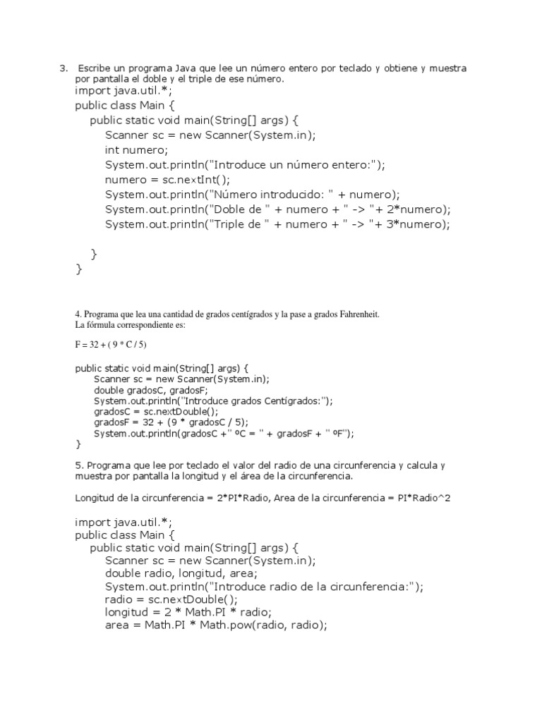 Ejercicios Secuenciales Java | Descargar gratis PDF | Java (lenguaje de programación ...