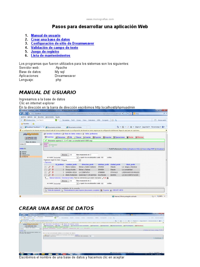Manual Usuario Aplicacion Web Wampserver | PDF | Adobe Dreamweaver | Servidor web