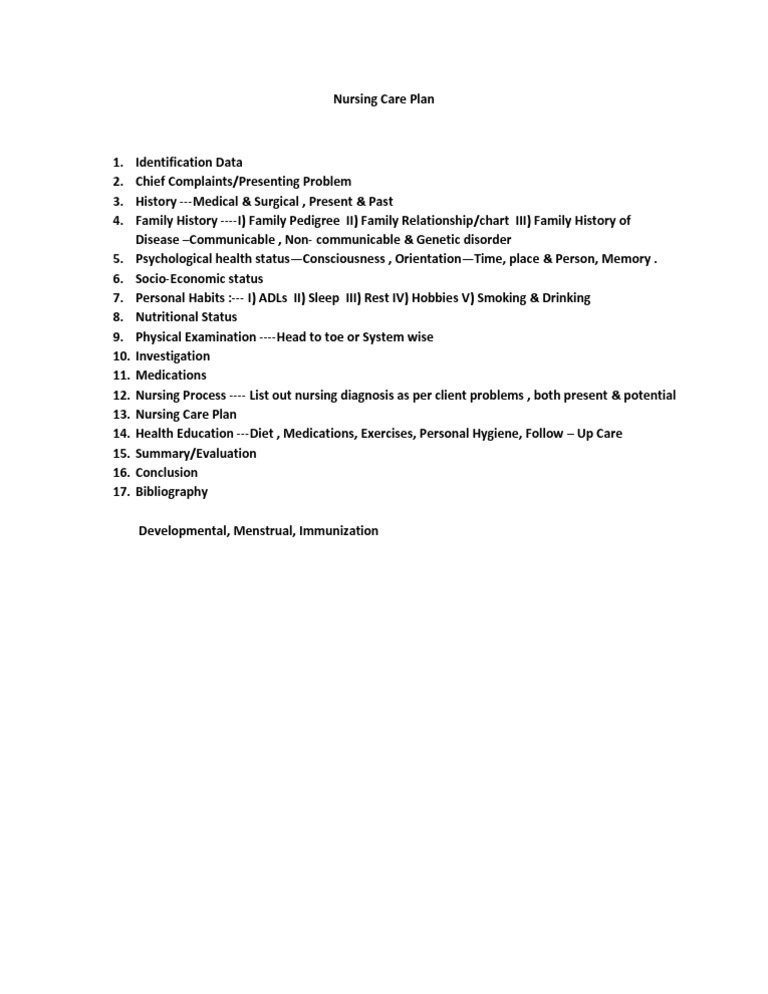 Nursing Care Plan Format | PDF