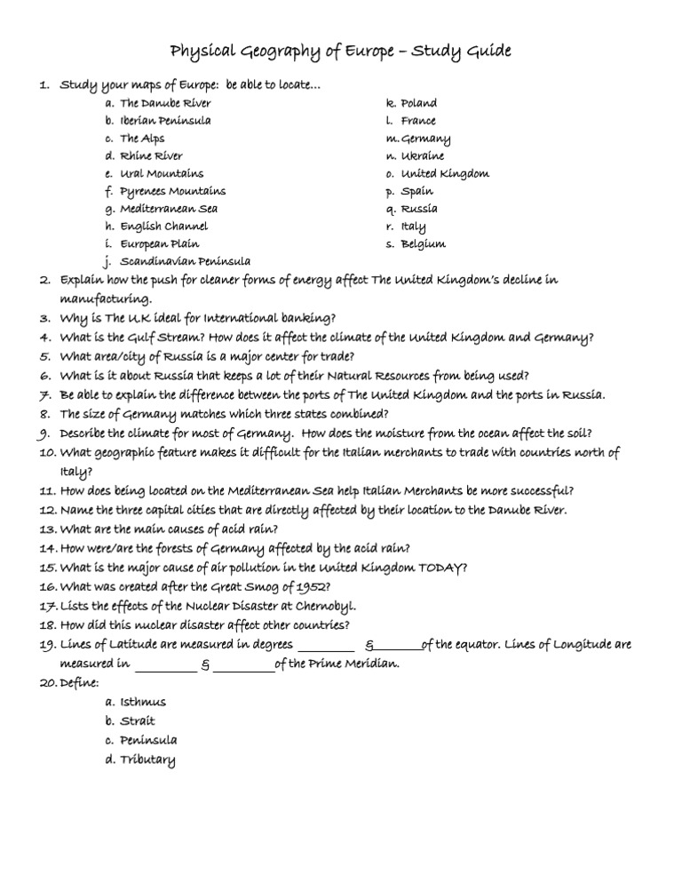 Physical Geography of Europe SG | PDF | Travel