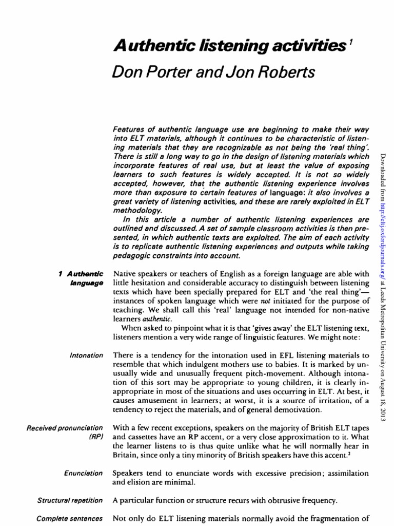 Don Porter and Jon Roberts: A Uthentic Listening Activities | Download ...
