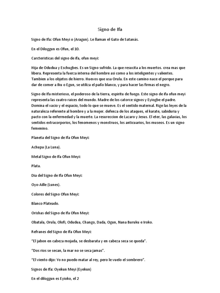 Signo de Ifa | PDF | Religión y creencia | Naturaleza