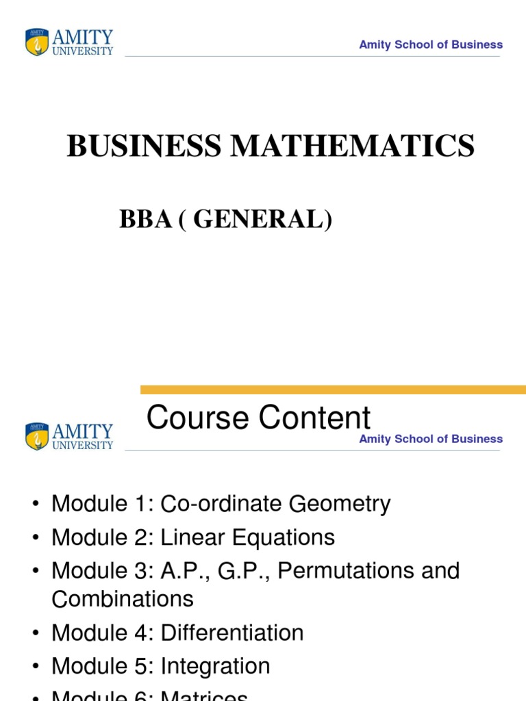 Business Mathematics: Bba (General) | PDF | Cartesian Coordinate System ...