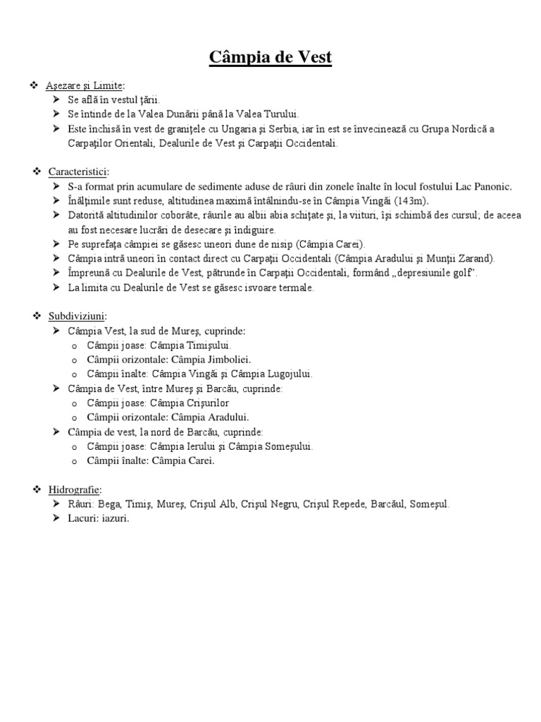 Campia de Vest | PDF