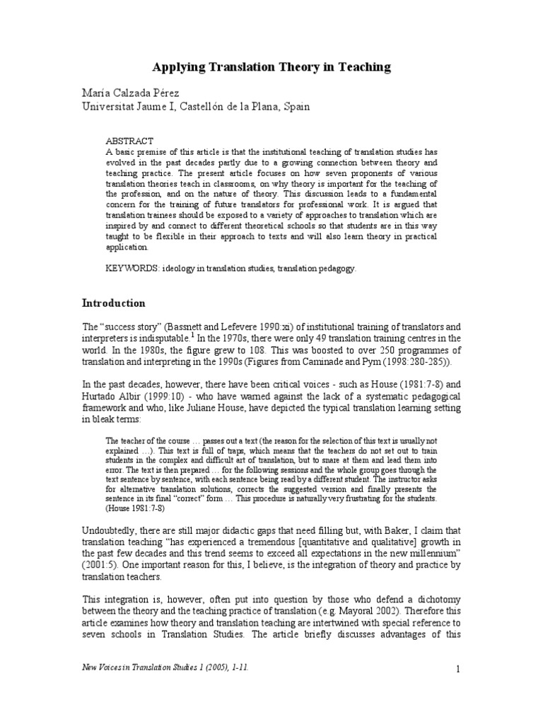 Integrating Theory in Translation Teaching | PDF