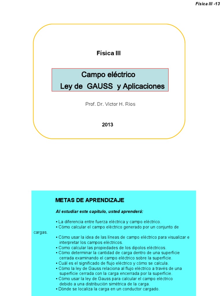 F3-Cap2-Campo Ley de Gauss | PDF | Campo eléctrico | Vector Euclidiano