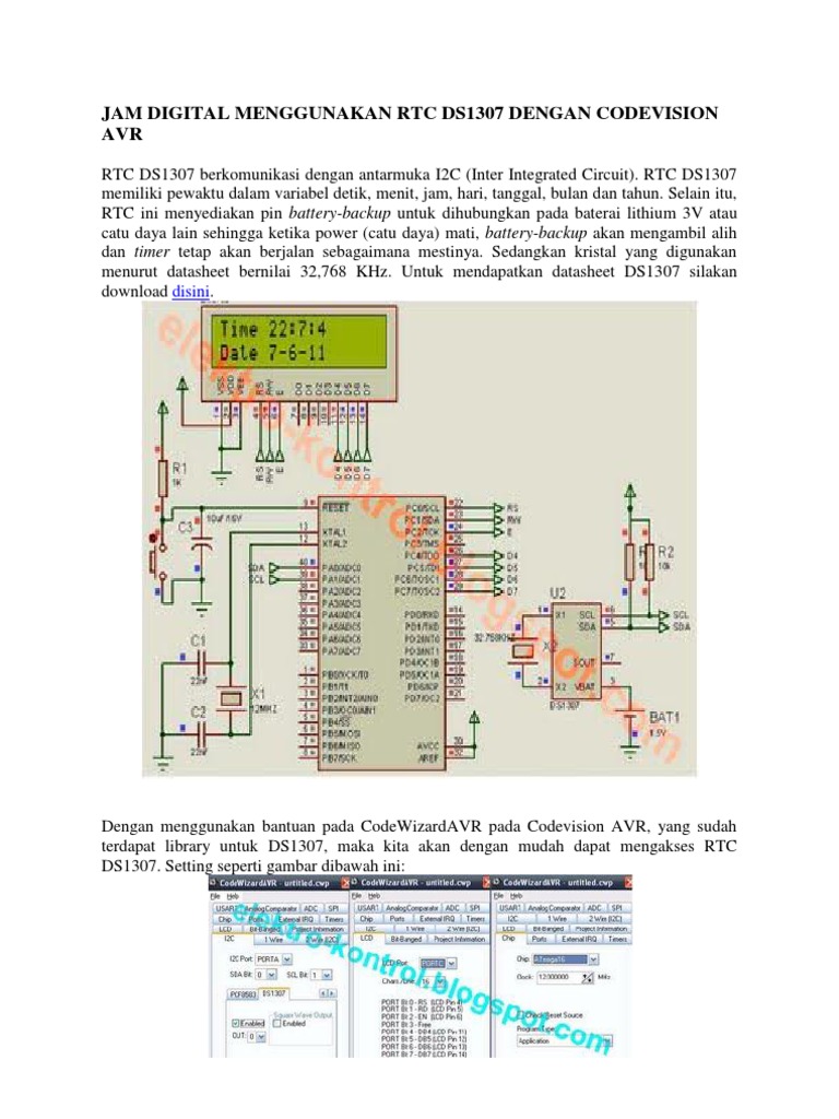 Jam Digital Menggunakan RTC Ds1307 Dengan Codevision Avr | PDF | Komputer