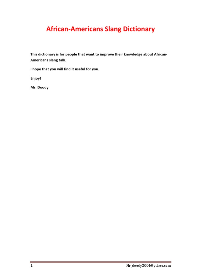 African-Americans Slang Dictionary | PDF