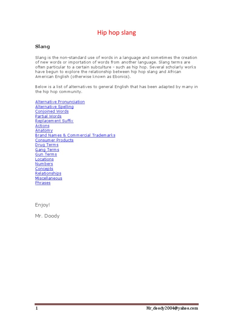 Hip Hop Slang | PDF | Hip Hop | Slang