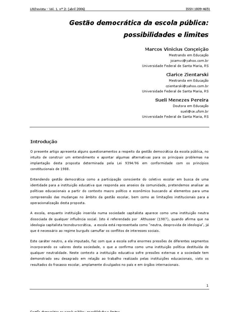 Gestão democrática da escola pública | Democracia | Estado Gestão democrática da escola pública | Democracia | Estado