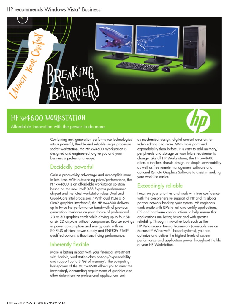 HP Compaq Xw4600 Workstation | PDF | 64 Bit Computing | Operating System