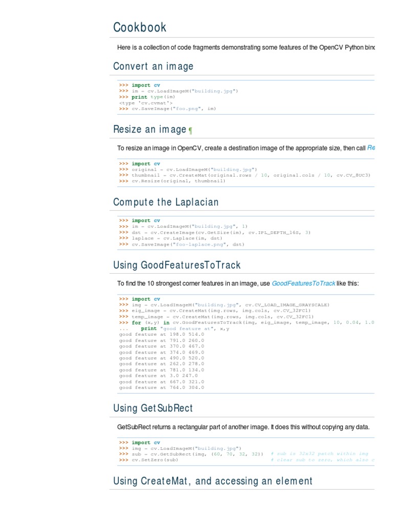 Python Cookbook - Opencv v2 | PDF | Software Engineering | Areas Of ...