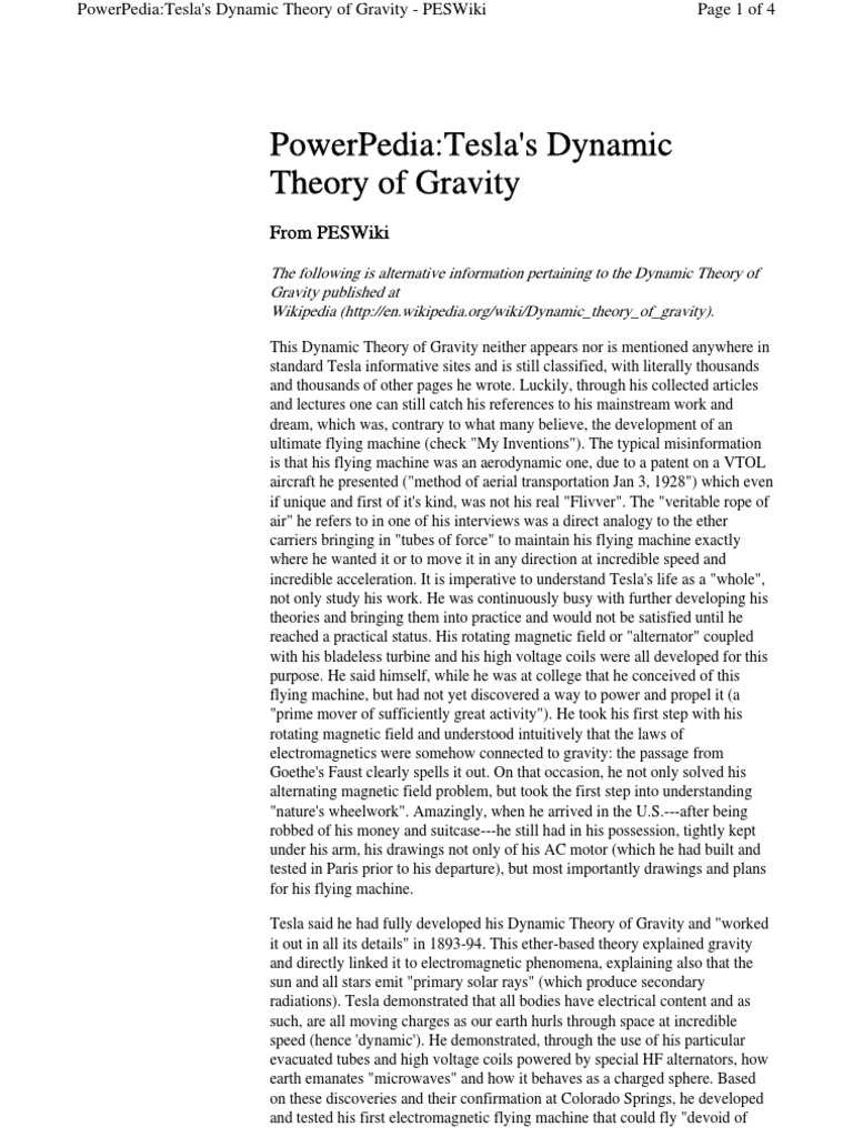Tesla's Dynamic Theory of Gravity Explained | PDF | Luminiferous Aether ...