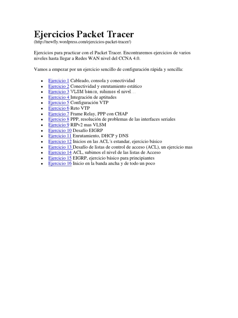 Ejercicios Packet | PDF | Dirección IP | Enrutador (Computación)