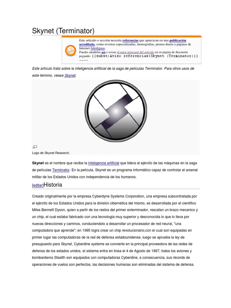 Skynet | PDF | Terminator (franquicia) | Agitación