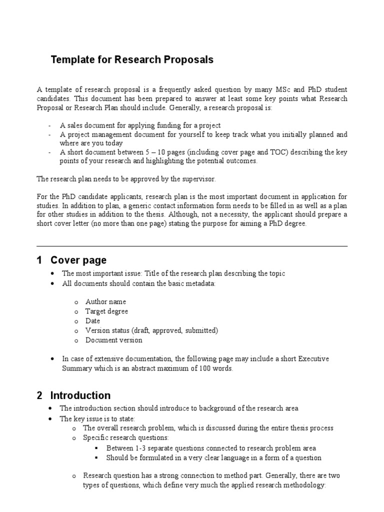 Template For Research Proposal | PDF | Thesis | Doctor Of Philosophy