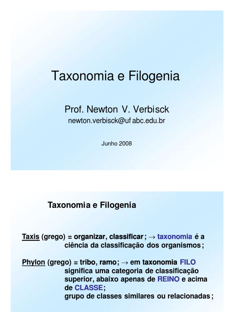 Taxonomia e Filogenia | PDF | Filogenética | Taxonomia (Biologia)