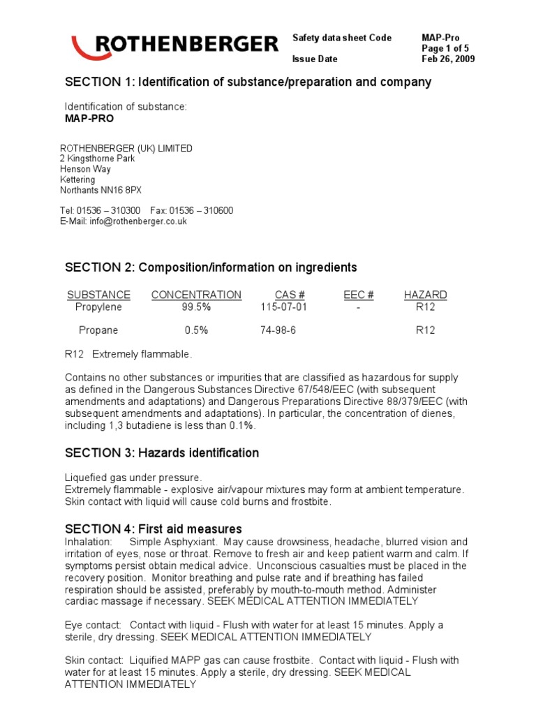 Map-Pro Msds Eur | PDF | Explosion | Fires