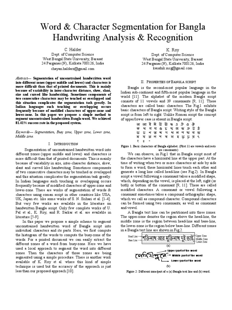 Word And Character Segmentation For Bangla Handwriting Analysis And Recognition Pdf Image