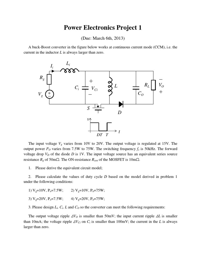 Power Electronics - PROJECT 1 (DUE March 11) | PDF