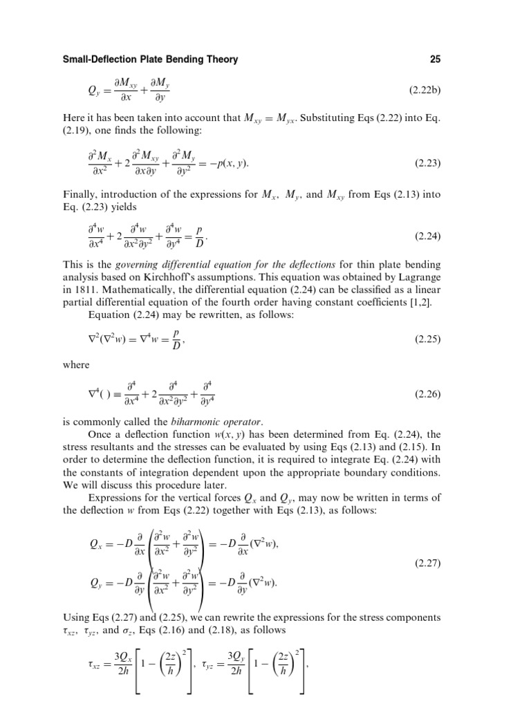 Small-Deflection Plate Bending Theory 25: y Xy y | PDF