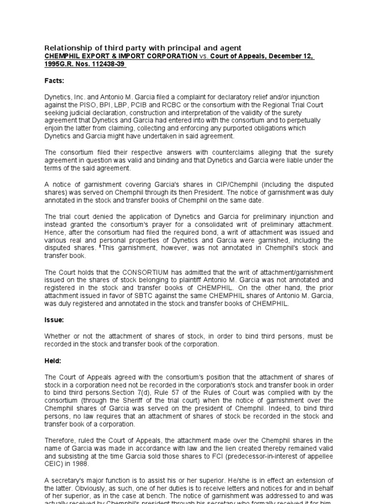 Chemphil Vs CA Digest | PDF | Surety Bond | Injunction