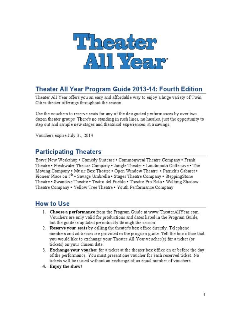 Theater All Year Program Guide | PDF | Henry Viii Of England | Anne Boleyn