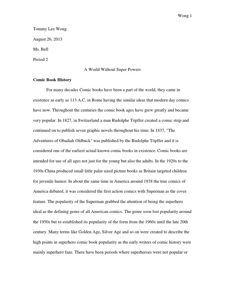 Comic Book Essay | PDF | Superheroes | Comic Book