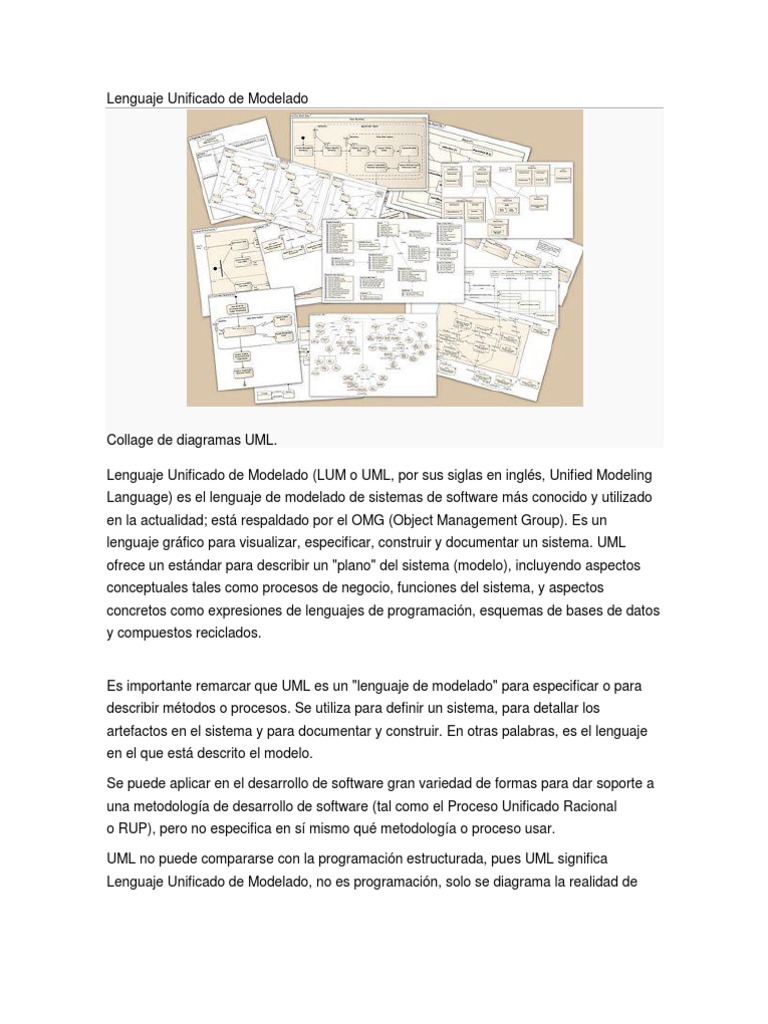Lenguaje Unificado de Modelado (UML) | PDF | Lenguaje de modelado unificado | Ingeniería de software