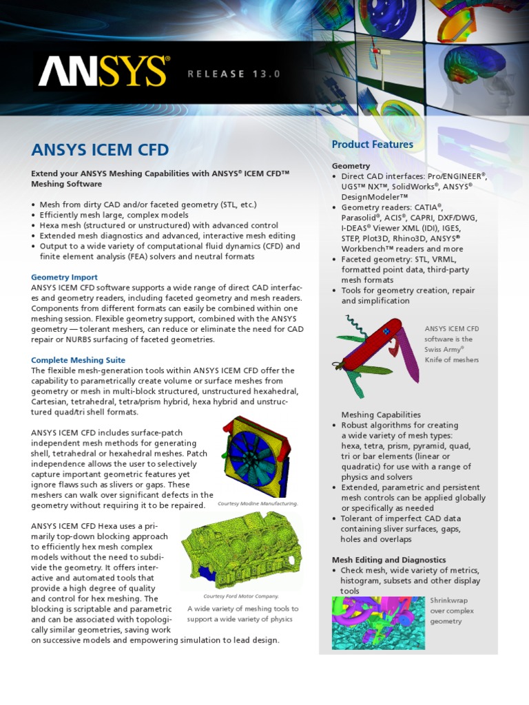 Ansys Icem Cfd Brochure | Computational Fluid Dynamics | Computer Aided Design