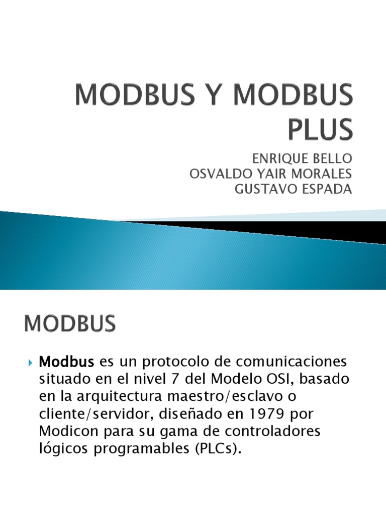 Modbus y Modbus Plus | PDF | Datos de computadora | Protocolos de internet